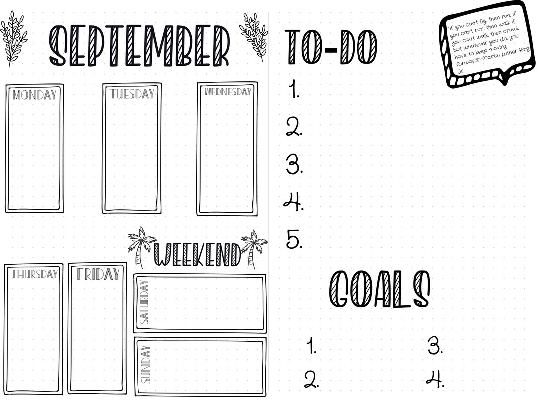 September Weekly Calendar - Etsy