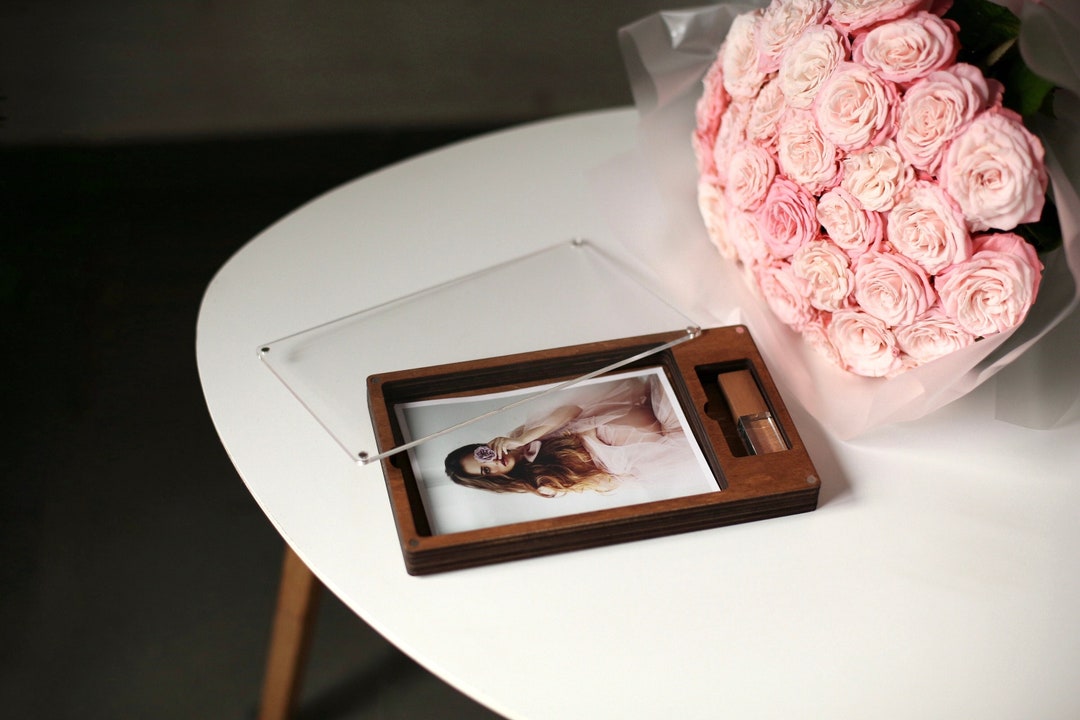 Personalized Wooden Photo Box With Glass Lid | Wood Gift Photo Box ...