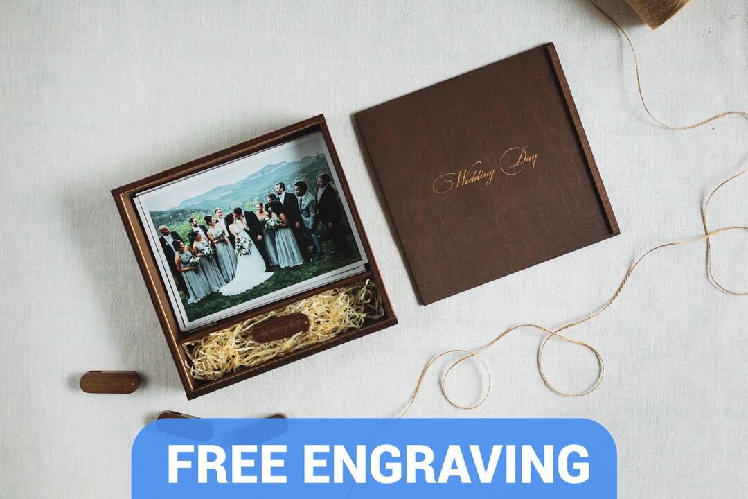 6x8" Wooden Box for Photo and Usb | Wedding Box for Photo | Picture Box ...