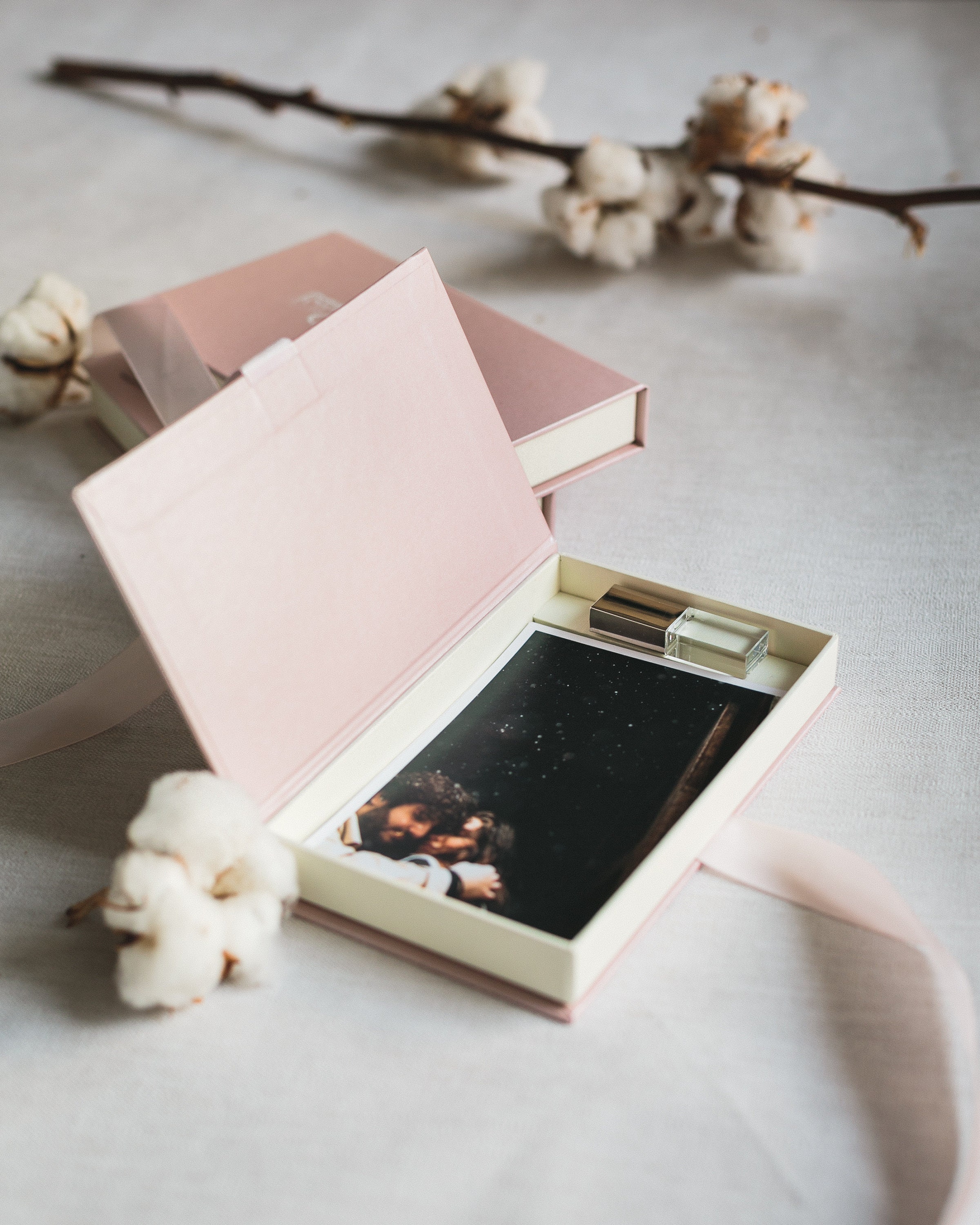 Custom card box for photo 4x6 and usb stick Pink Keepsake | Etsy