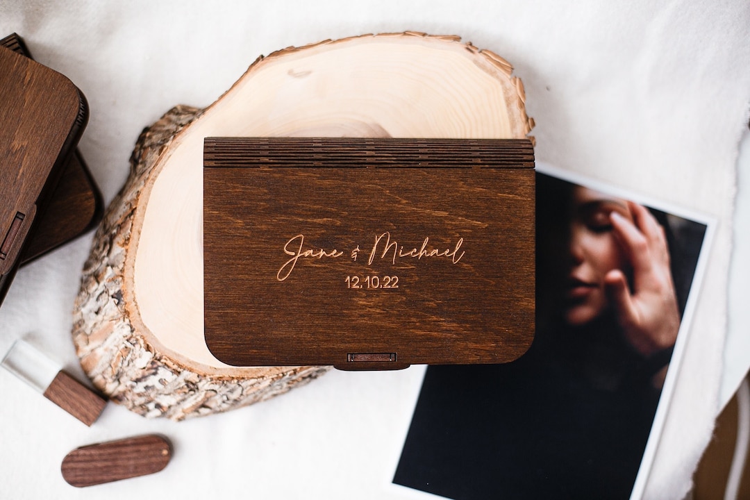 Custom Wood Photo Box for 4x6" Prints (10x15cm), Wedding Memory Box ...