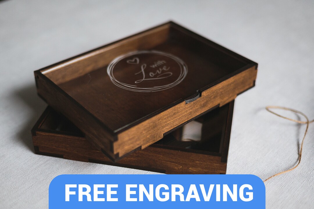 Wooden Photo Box 5x7" | Glass Photo Box | Wood Box for Photo | Engraved ...