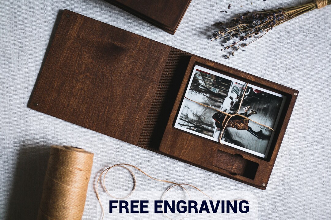 Wedding Wood Keepsake Box for Photo 4x6 10x15cm, USB Flash Drive ...