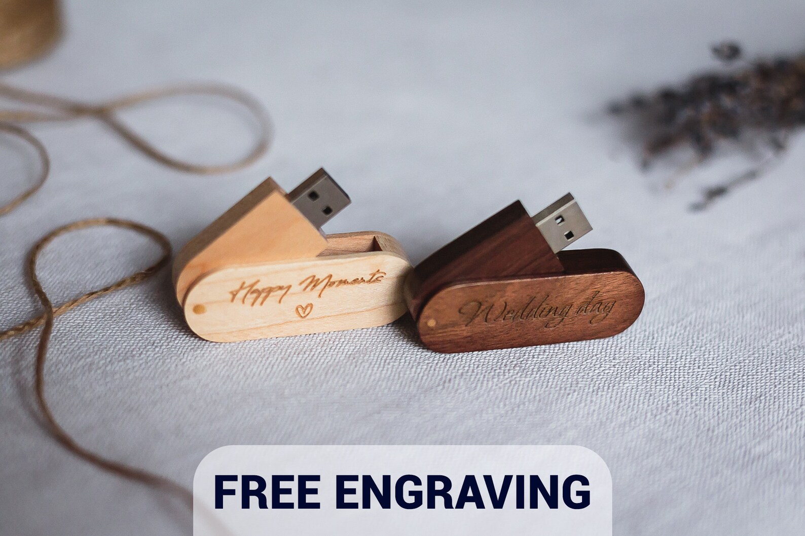 Custom Wedding Swivel Wooden Usb Flash Drive Engraved Usb for ...