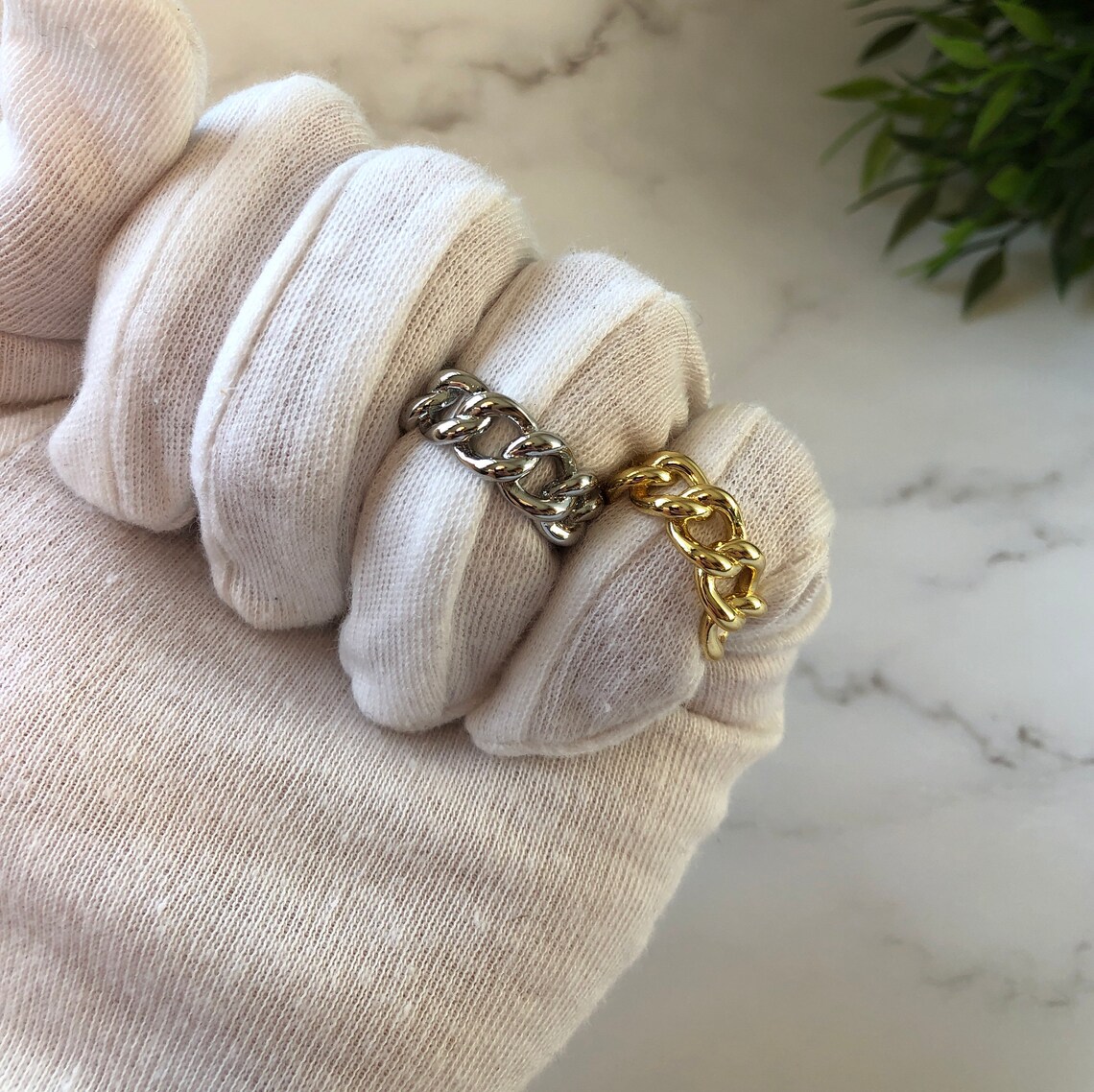 Chunky Chain Ring 925 Silver of Gold Streetwear Thick Big Curb | Etsy