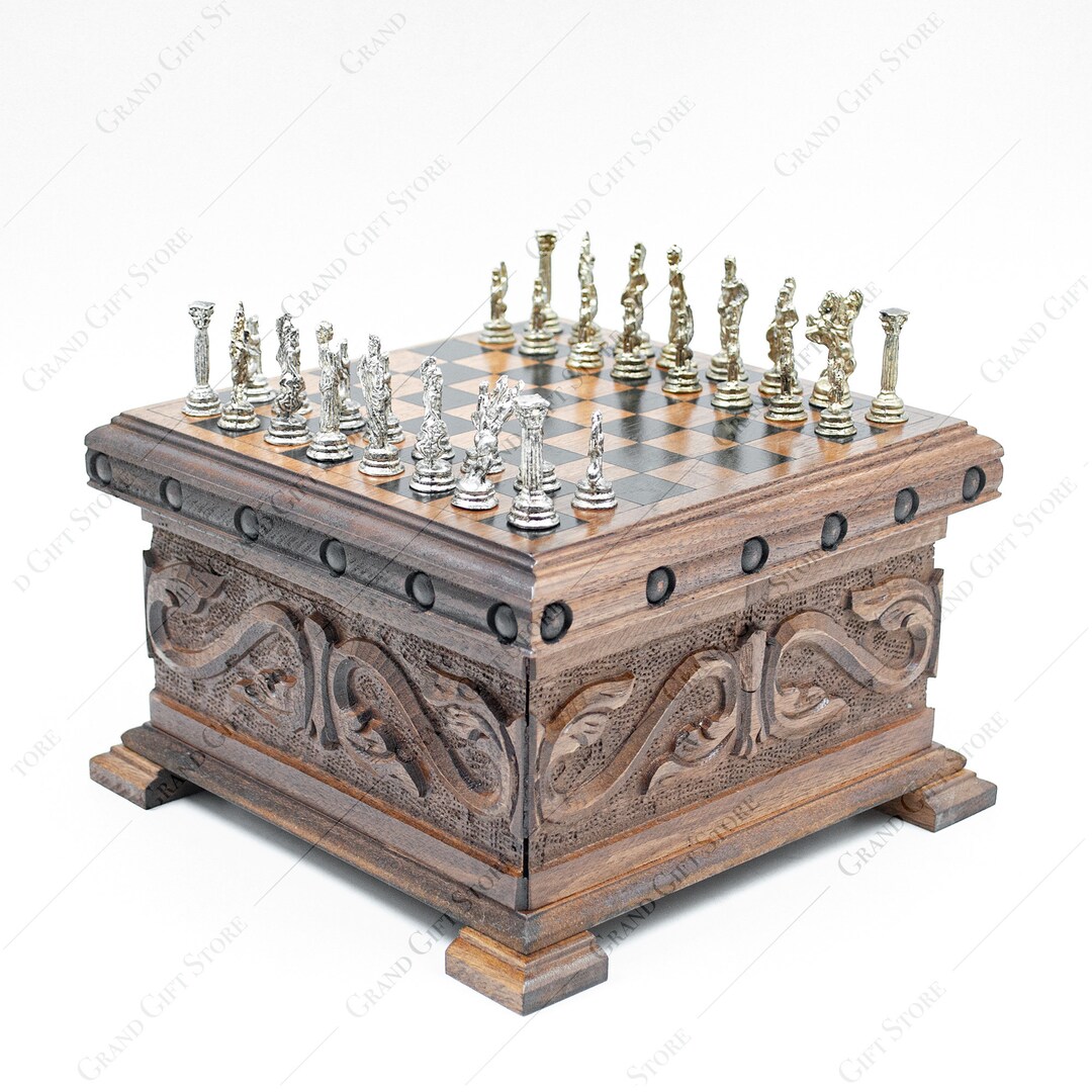Groomsmen Gift Chess Set With Storage Personalized Chess Board - Etsy UK