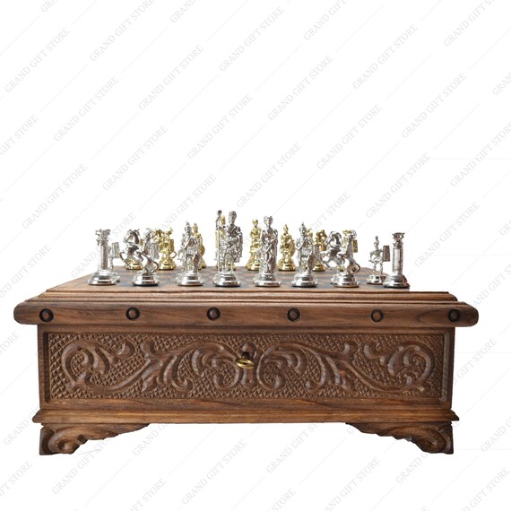 Engrave Chess Set With Board Handmade Hand Curved Wooden Chess - Etsy
