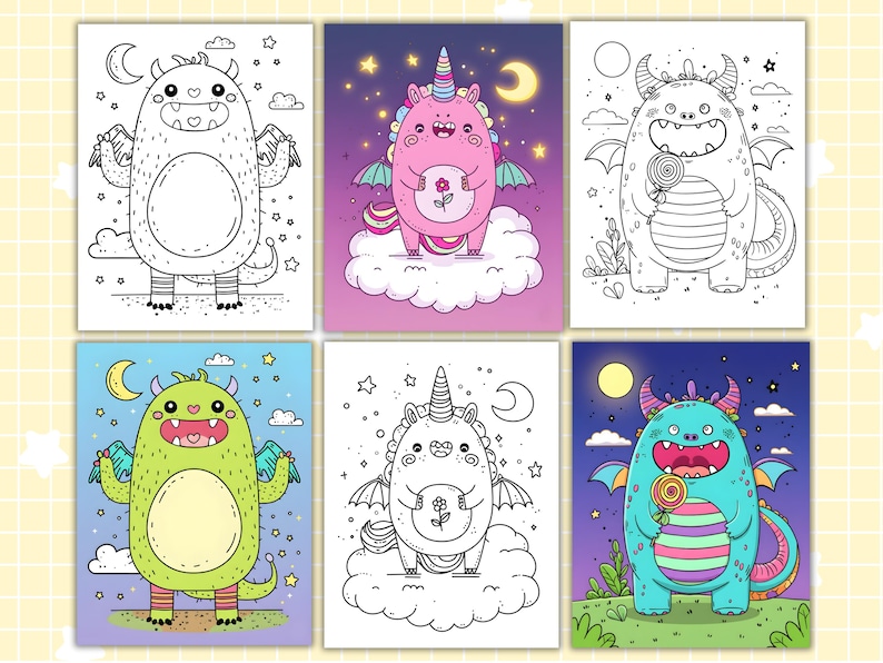 Kawaii Monsters Coloring Pages | Adult Coloring Book | Adorable Spooky ...