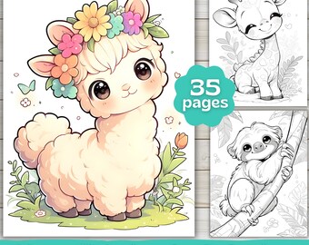 Kawaii Sea Animals 35 Coloring Pages Digital Download Adult Coloring ...