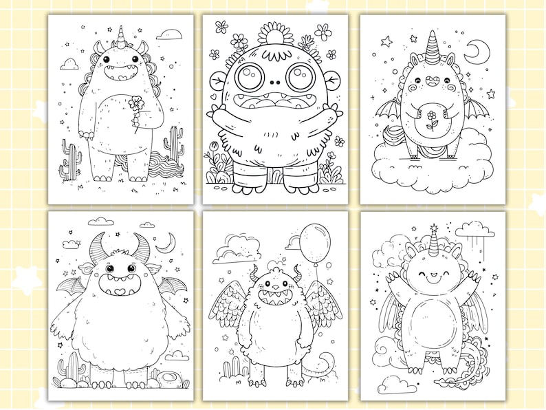 Kawaii Monsters Coloring Pages | Adult Coloring Book | Adorable Spooky ...