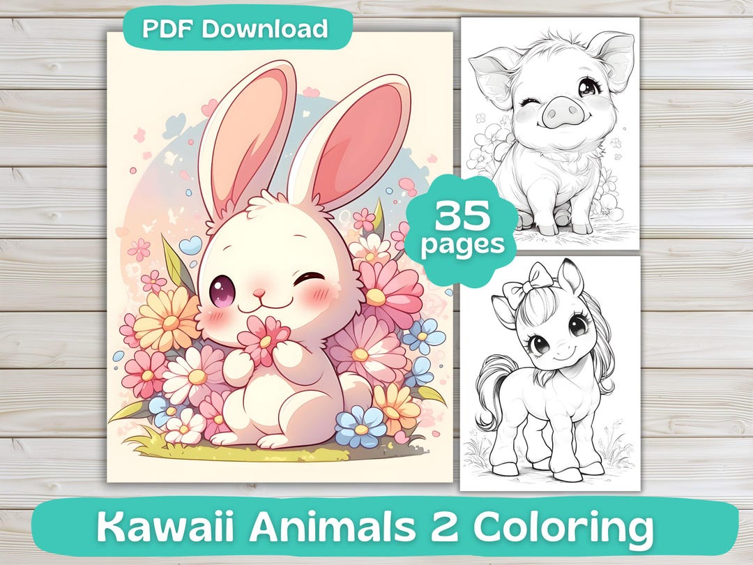 Kawaii Baby Animals Vol2 | 35 Coloring Pages | Farm Animals | Woodland ...