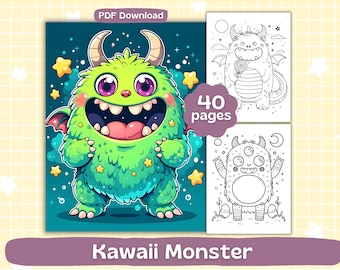 Kawaii Monsters Coloring Pages | Adult Coloring Book | Adorable Spooky ...