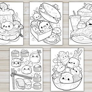 35 Kawaii Food Coloring Pages | Digital Download | Adult Coloring Book ...