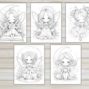 35 Chibi Moon Fairy Coloring Pages | Digital Download | Adult Coloring ...