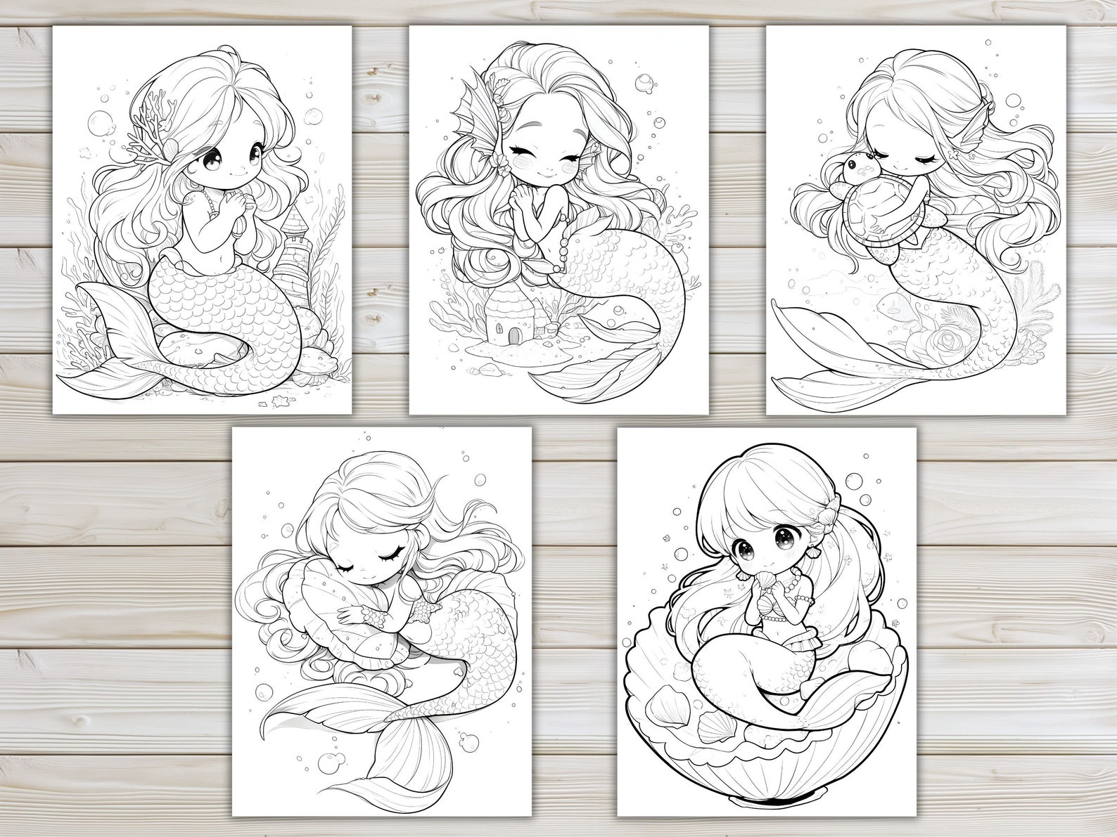 35 Chibi Mermaids Coloring Pages | Digital Download | Adult Coloring ...
