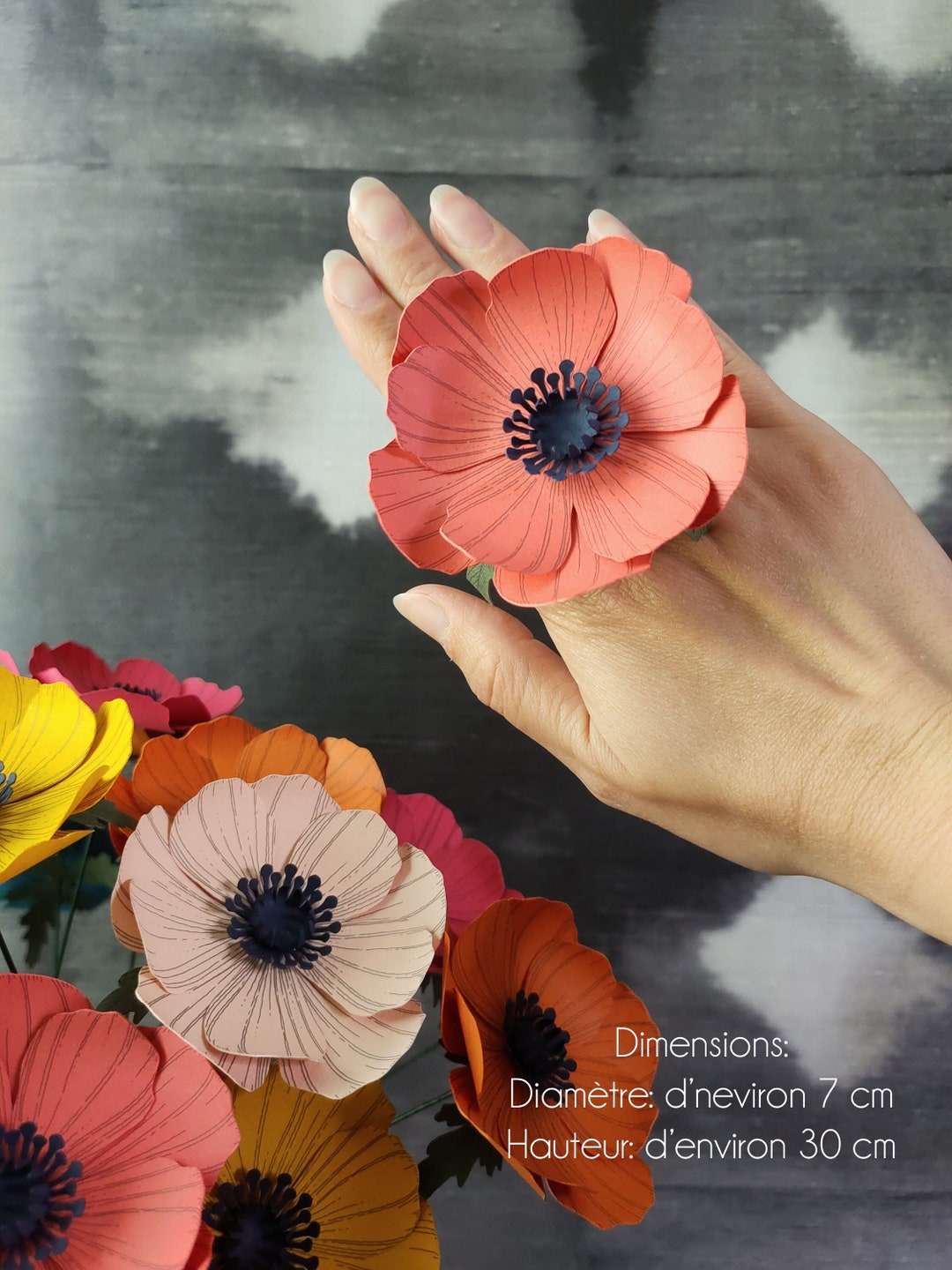 Drawn Paper Anemone Paper Flower Sustainable Flower Craft Flower Drawn ...
