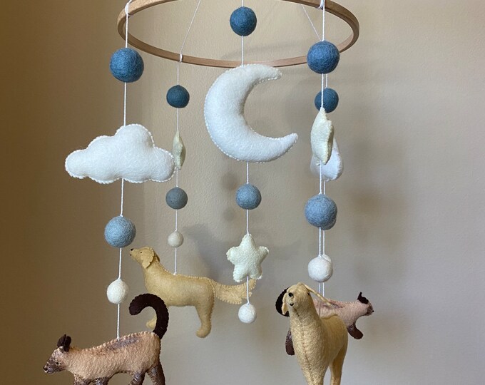 Dog Mobile for Nursery, Golden Retriever Dog Baby Mobile, Gender ...