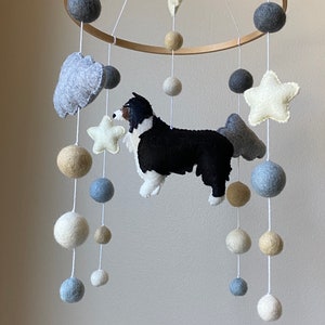 Dog Mobile for Nursery, Australian Shepherd Dog Baby Mobile, Gender ...