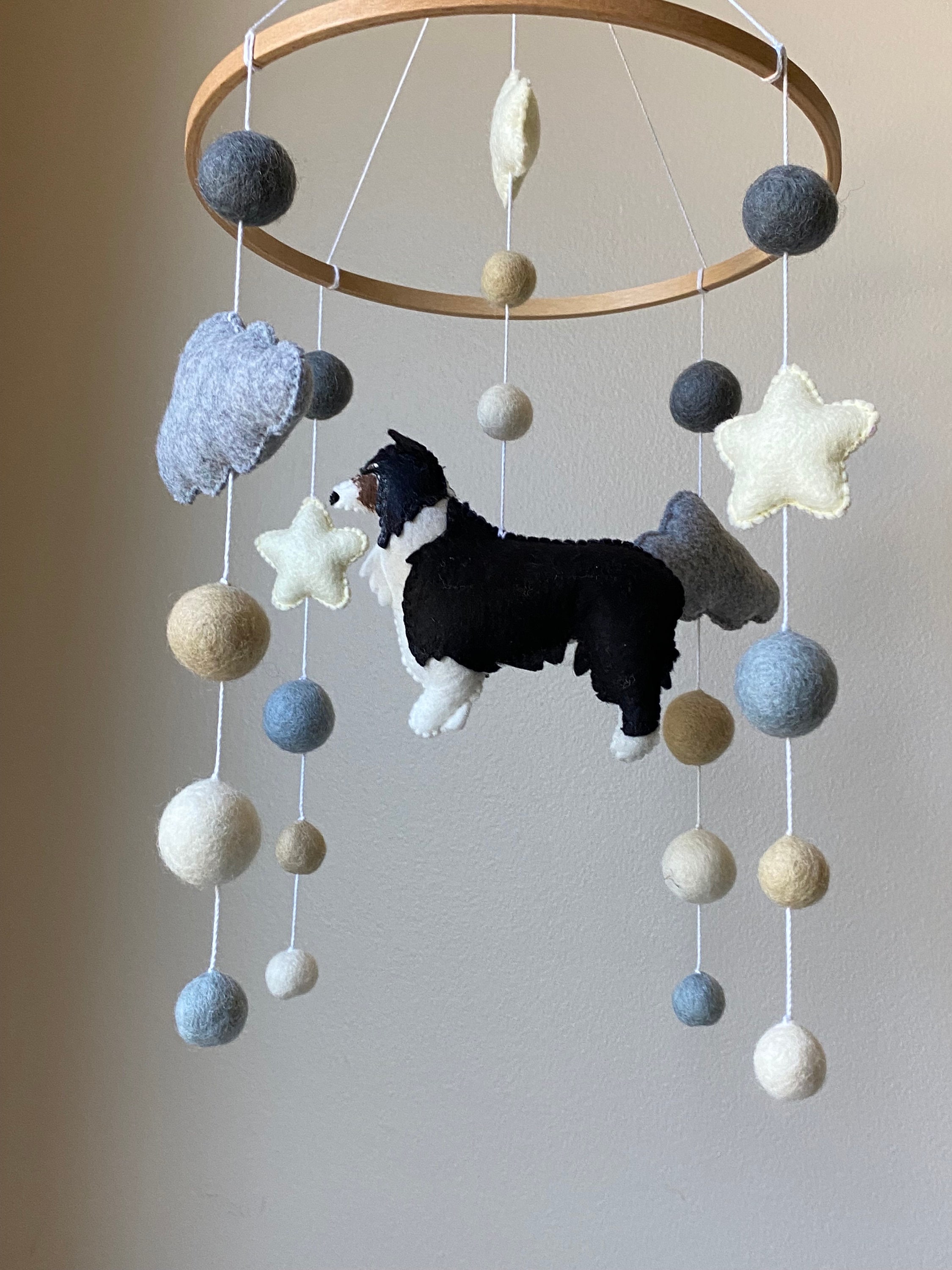 Dog Mobile for Nursery, Australian Shepherd Dog Baby Mobile, Gender ...