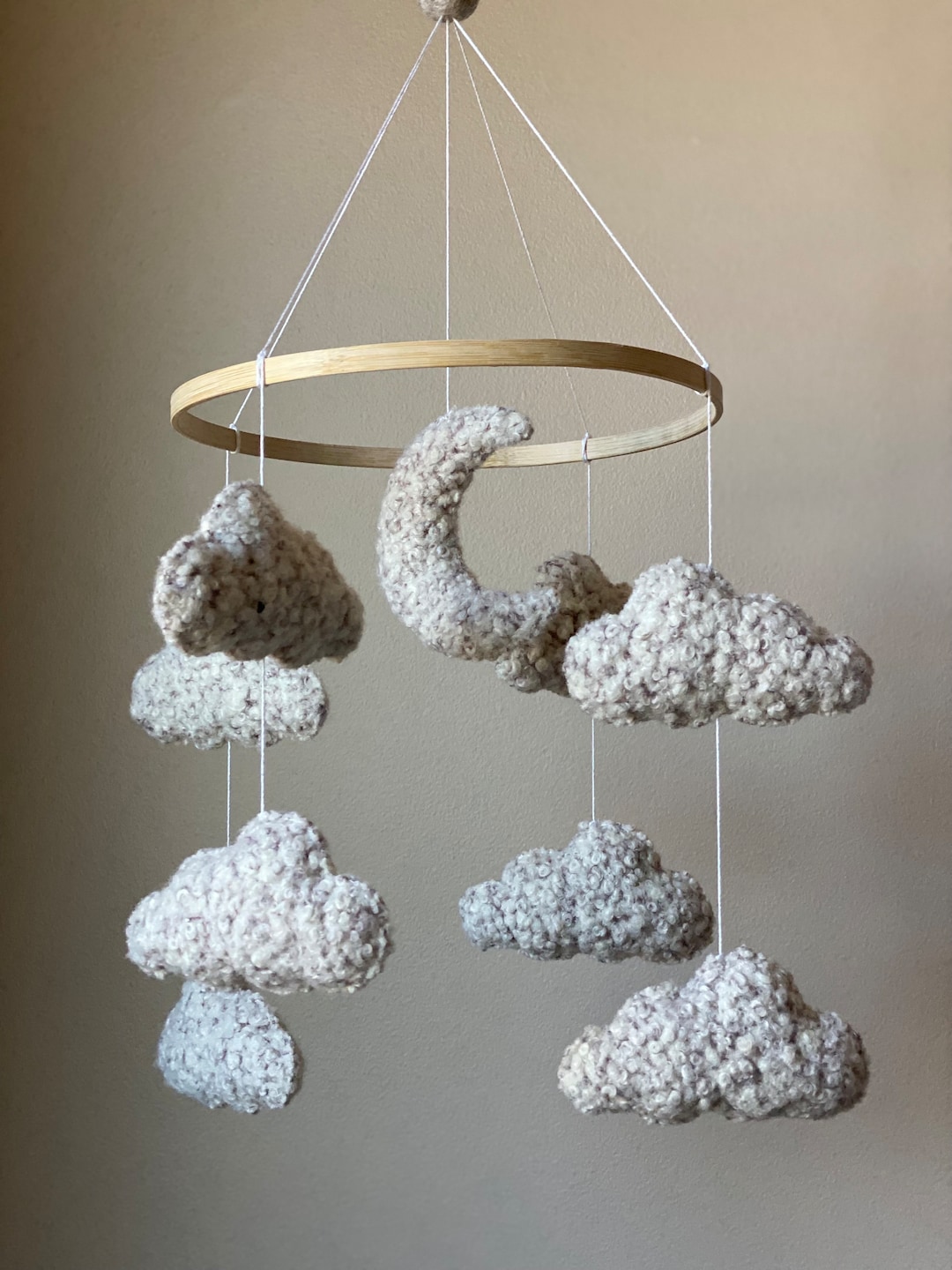 Boucle Mobile/ Felt Cloud Mobile/ Felt Baby Mobile Girl/ Nursery Mobile ...