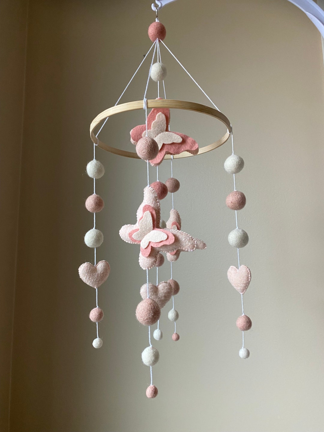 Butterfly Mobile/ Felt Baby Mobile Girl/ Butterfly Nursery Mobile/ Pink ...