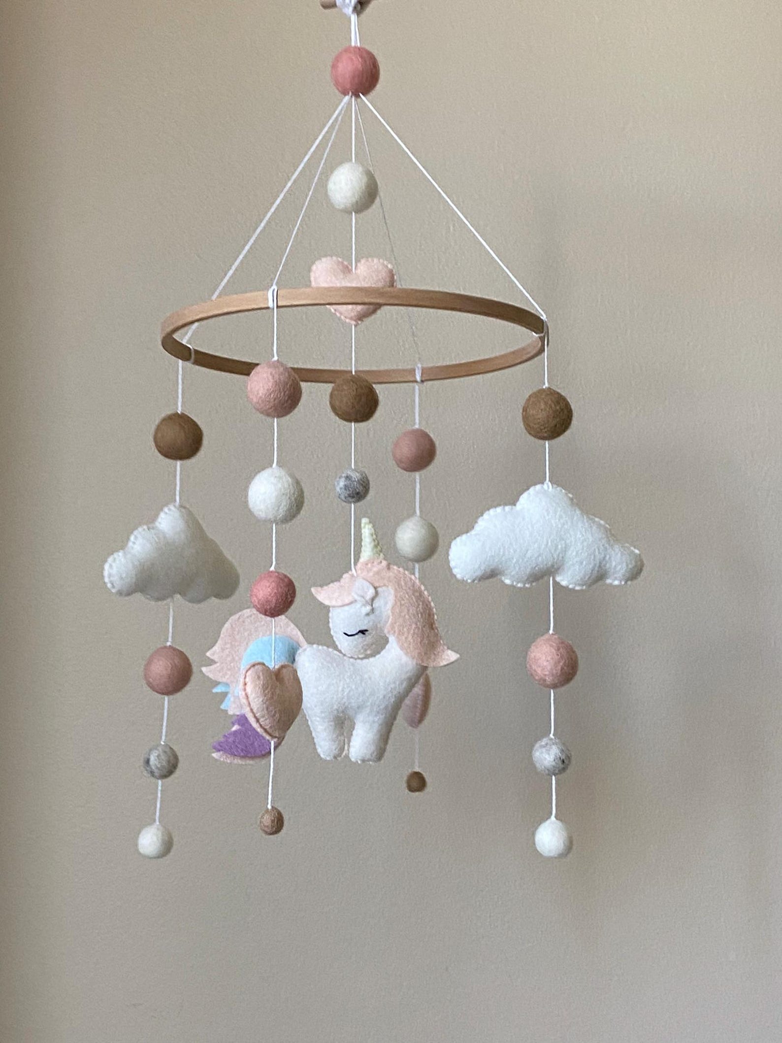 Unicorn Mobile Felt, Unicorn Baby Mobile for Neutral Nursery, Unicorn ...