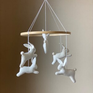 Bunny Mobile/ Woodland Mobile/ Felt Baby Mobile/ Jumping Bunny Mobile ...