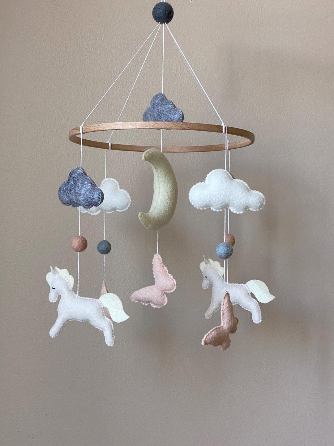 Horse Mobile Felt, Horse Baby Mobile for Neutral Nursery, Horse Crib ...
