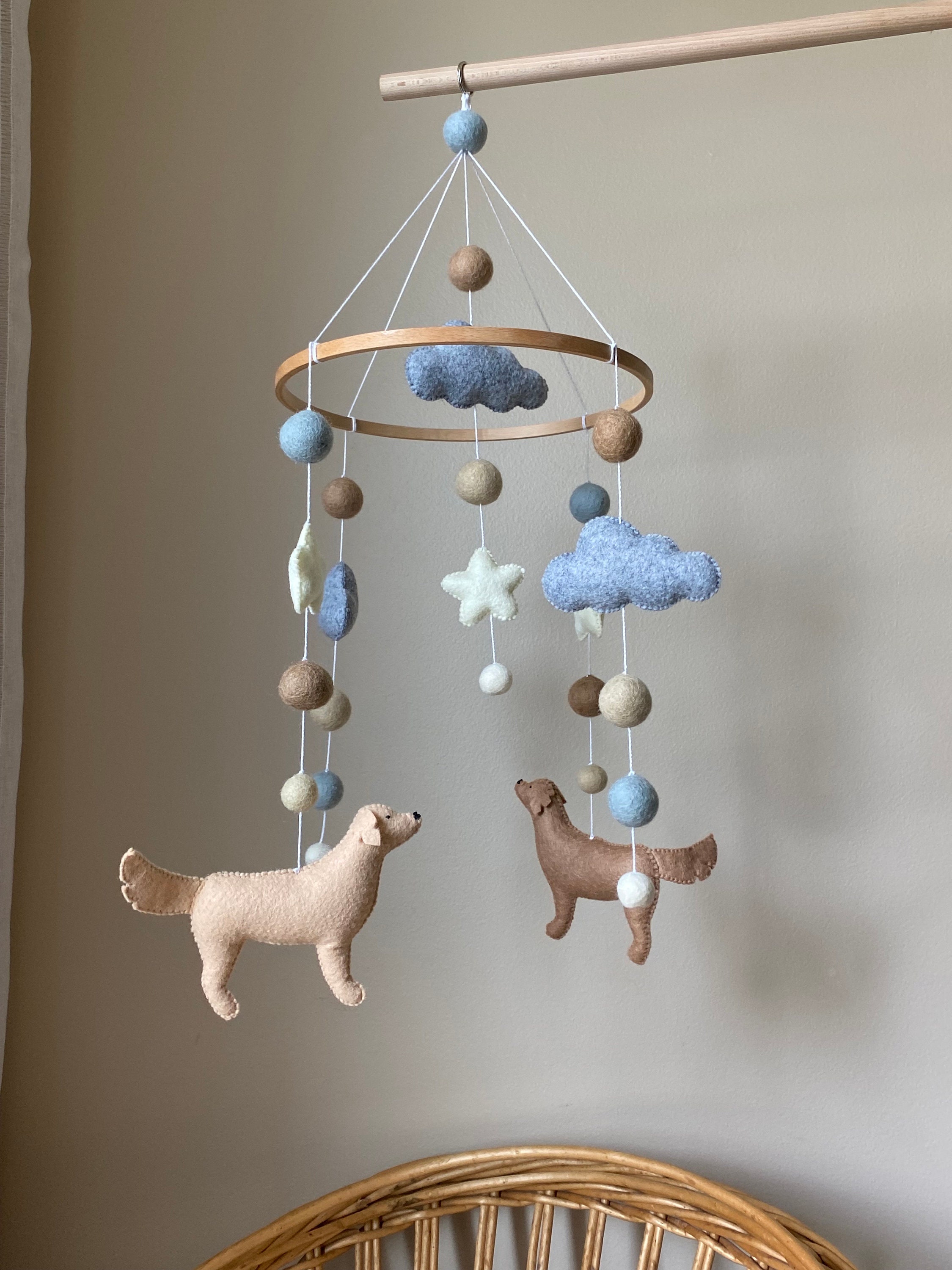 Dog Mobile for Nursery, Golden Retriever Dog Baby Mobile, Gender ...