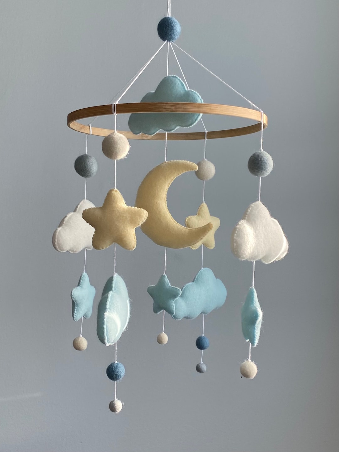 Moon Mobile/ Felt Baby Mobile Girl/ Space Mobile/ Baby Crib Mobile Boy ...