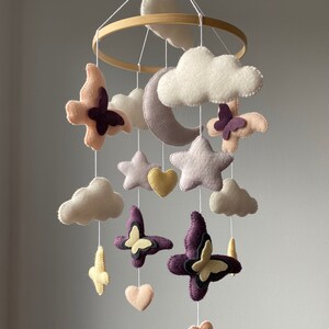 Butterfly Mobile/ Mobile Bebe/ Felt Baby Mobile Girl/ Cloud Mobile ...