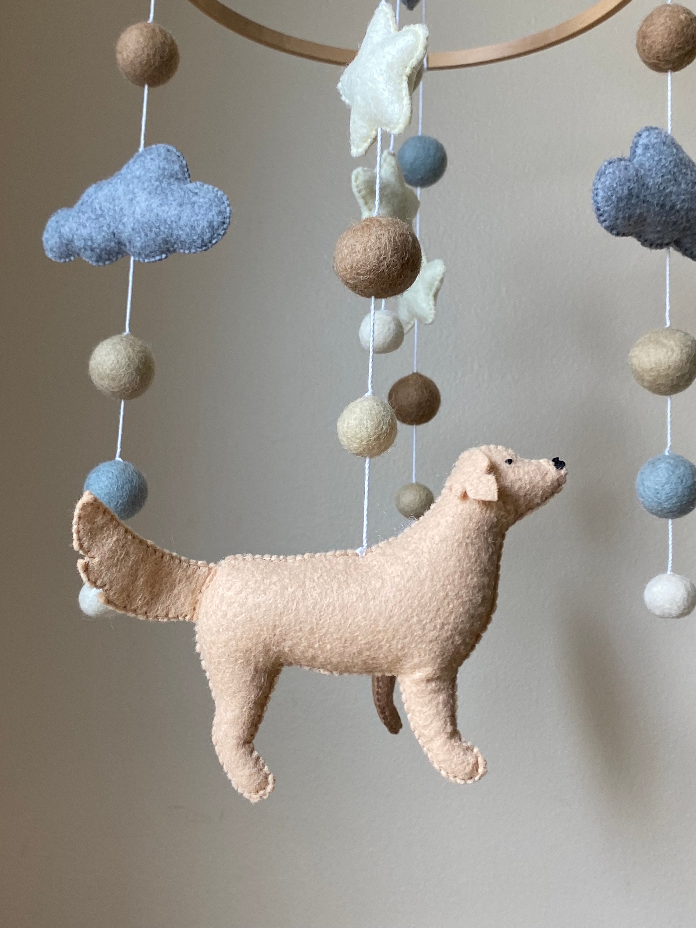 Dog Mobile for Nursery, Golden Retriever Dog Baby Mobile, Gender ...
