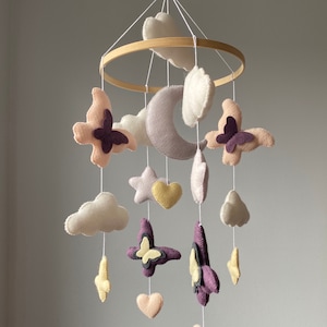Butterfly Mobile/ Mobile Bebe/ Felt Baby Mobile Girl/ Cloud Mobile ...