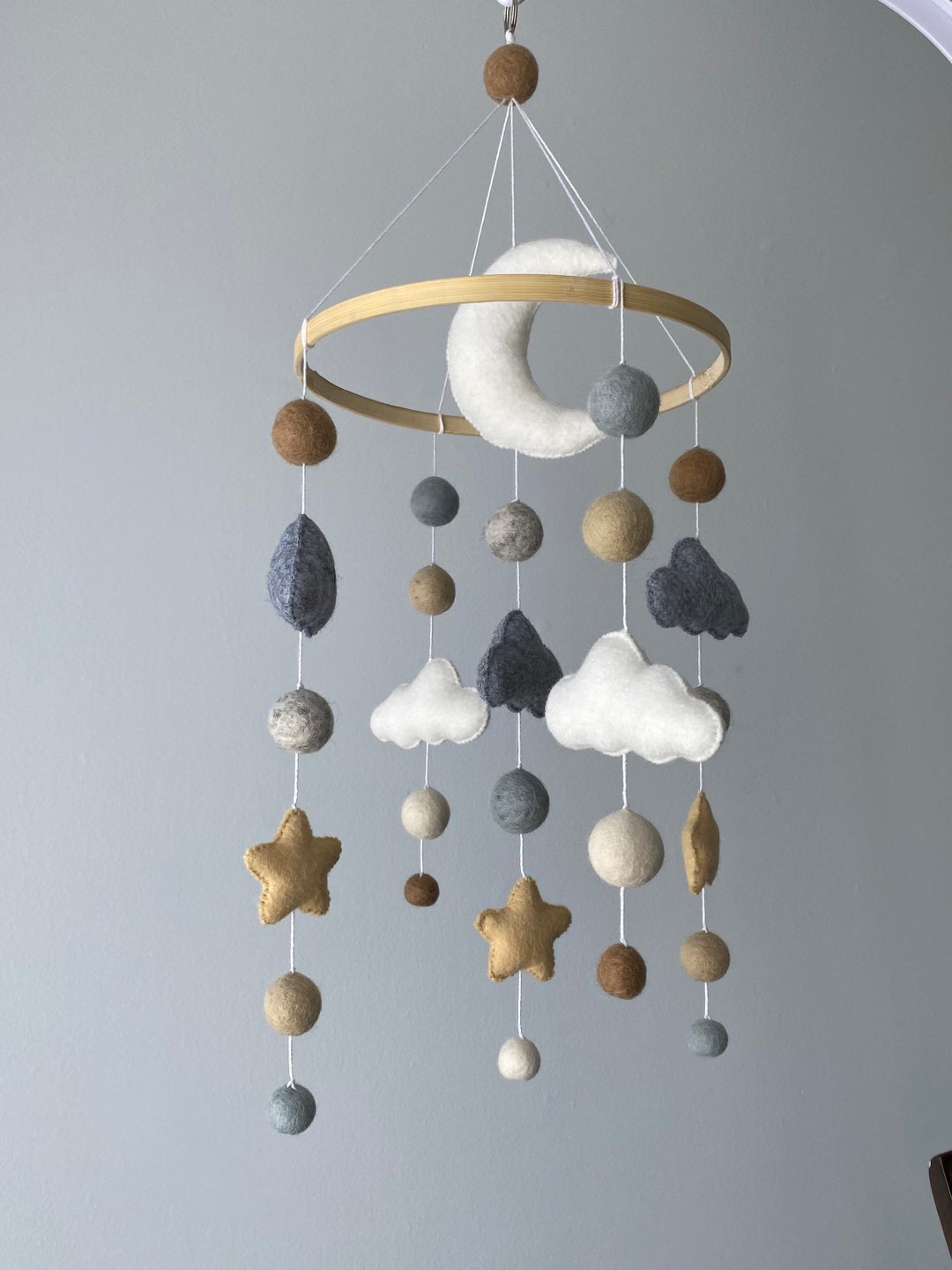 Felt Cloud Mobile/ Baby Mobile Girl/ Blue Baby Mobile Boy/ Pom Pom ...