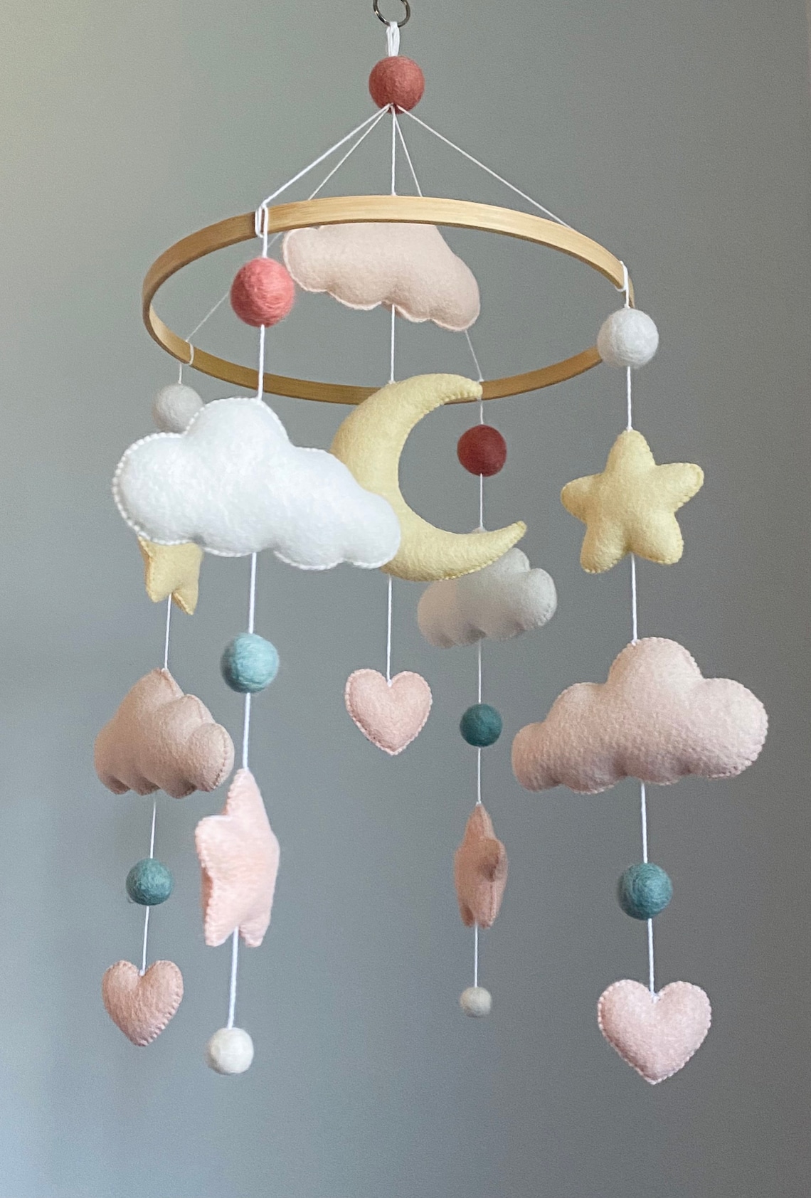 Baby girl mobile/ Baby Mobile/ Nursery star cloud Mobile/ | Etsy