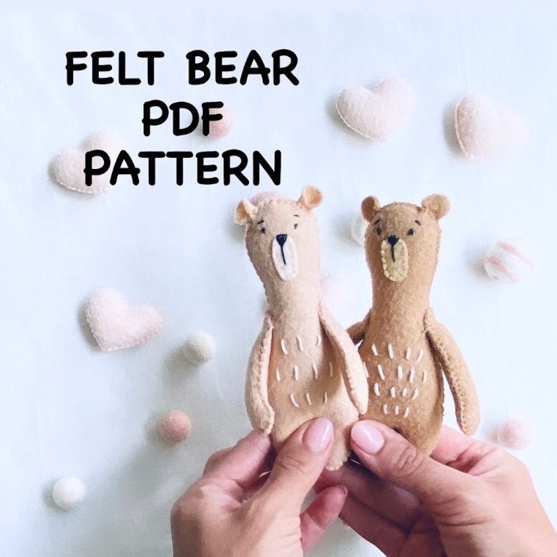 Bear Sewing Pattern, Teddy Bear Pattern, PDF Pattern, Felt Animals, Woodland Animals, Stuffed ...