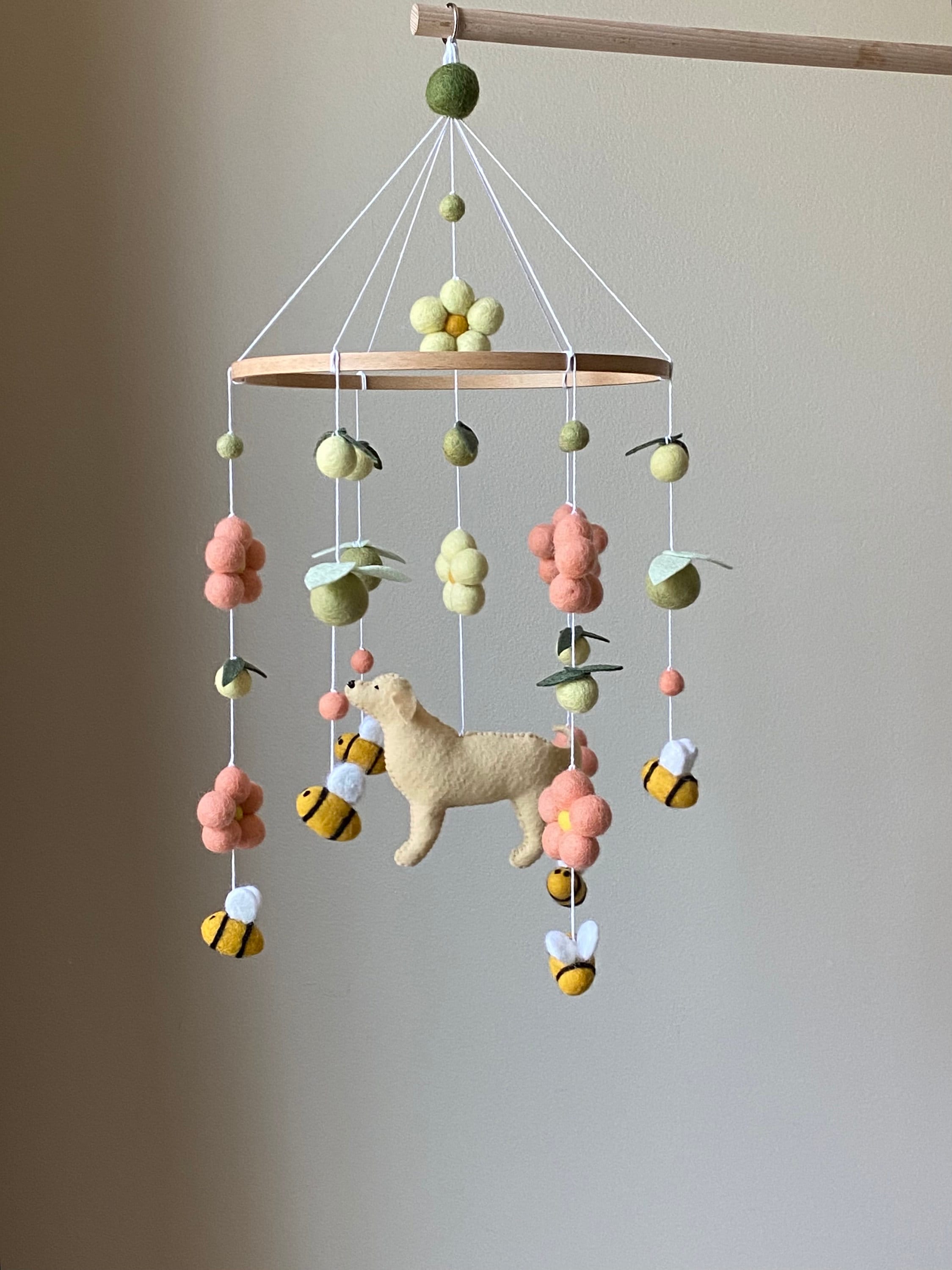 Dog Mobile for Nursery, Golden Retriever Dog Baby Mobile, Gender ...
