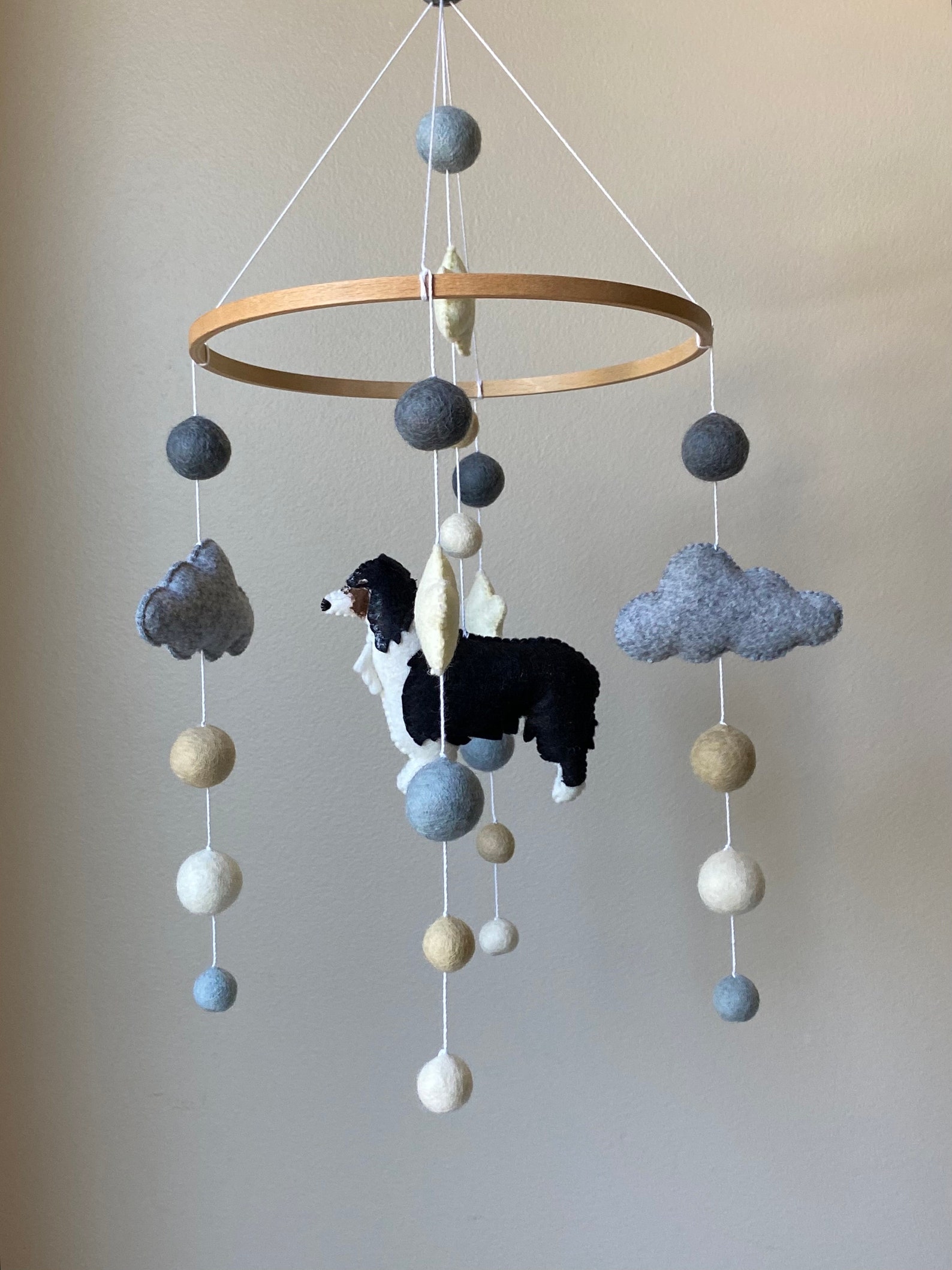 Dog Mobile for Nursery, Australian Shepherd Dog Baby Mobile, Gender ...