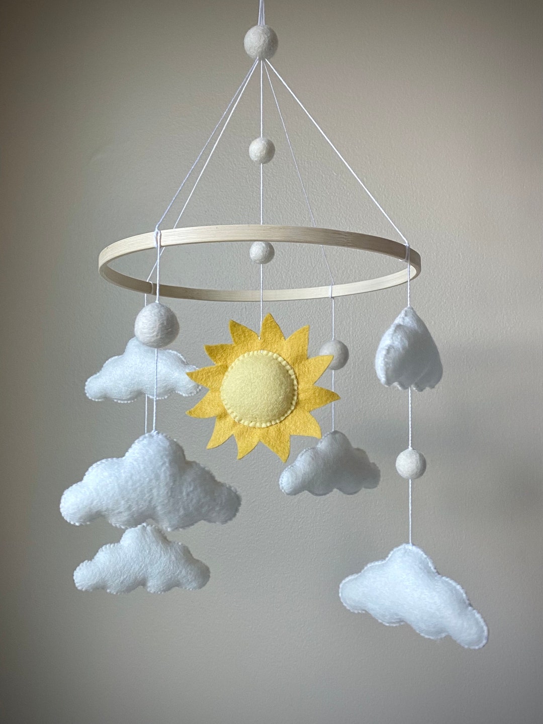 Sun Mobile, Sun Baby Mobile Girl, Sun Cloud Mobile/ Cot Mobile, Crib ...
