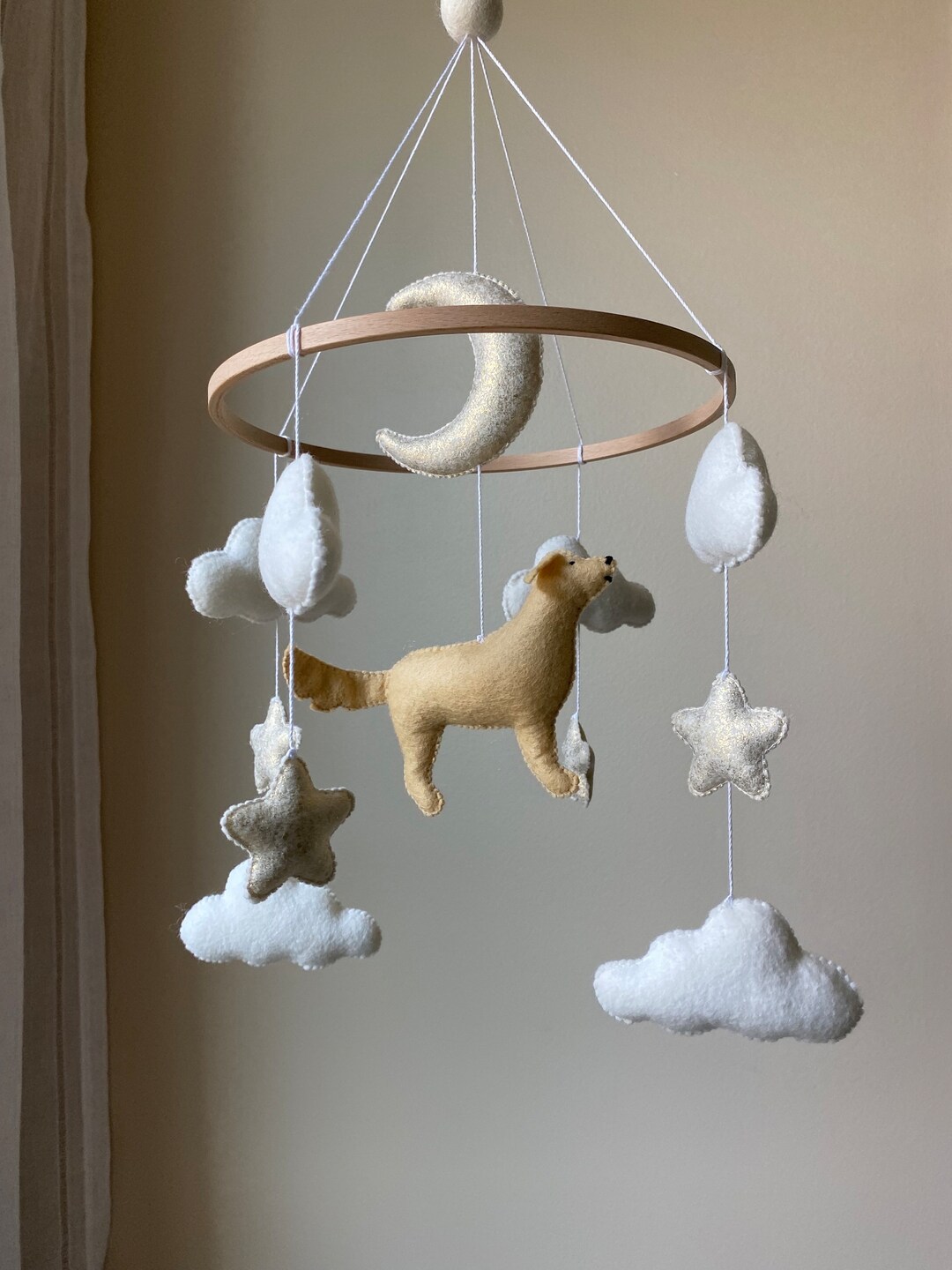 Dog Mobile for Nursery, Golden Retriever Dog Baby Mobile, Gender ...