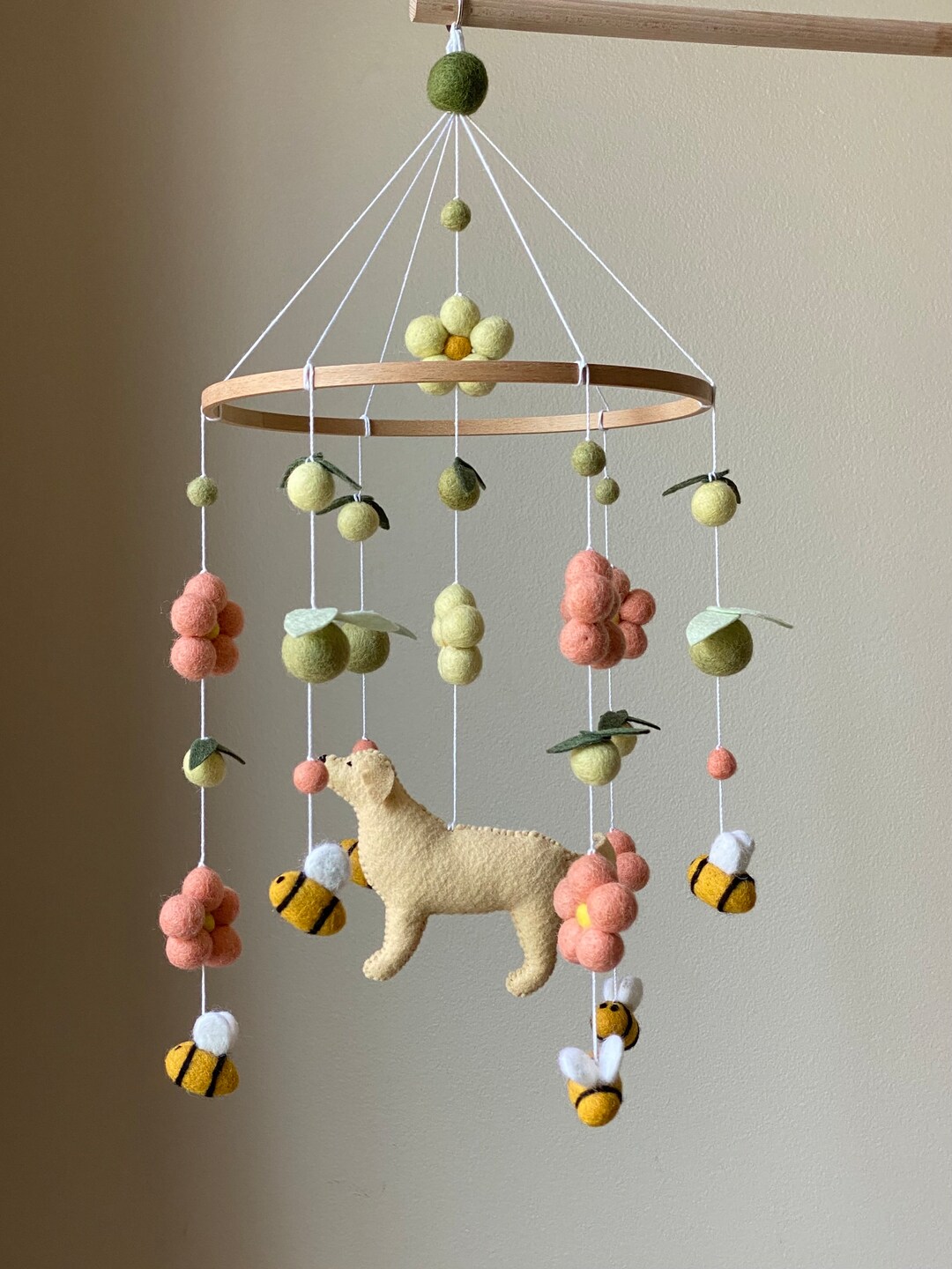 Dog Mobile for Nursery, Golden Retriever Dog Baby Mobile, Gender ...