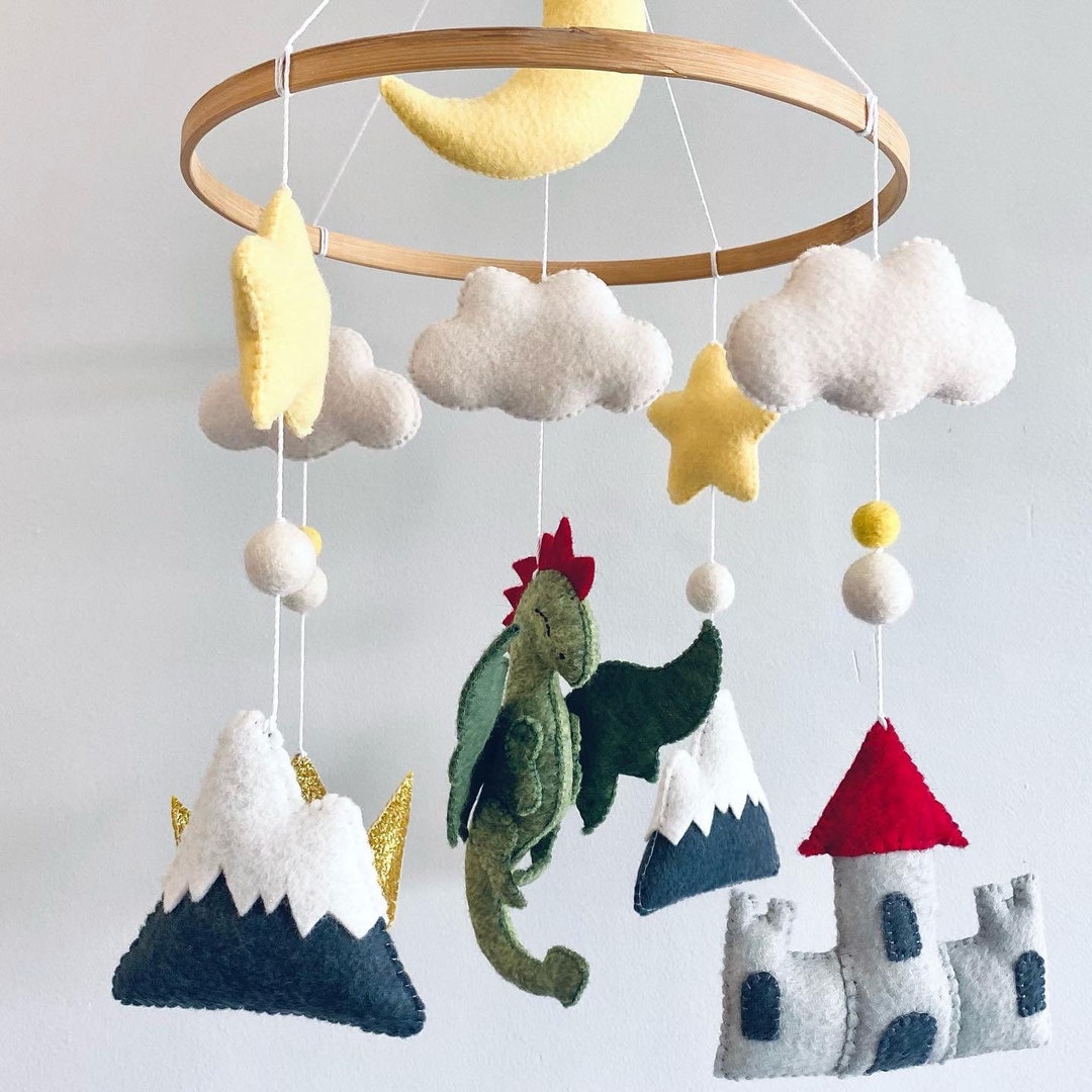 Felt Dragon Baby Mobile: Handmade Castle Crib Mobile - Etsy