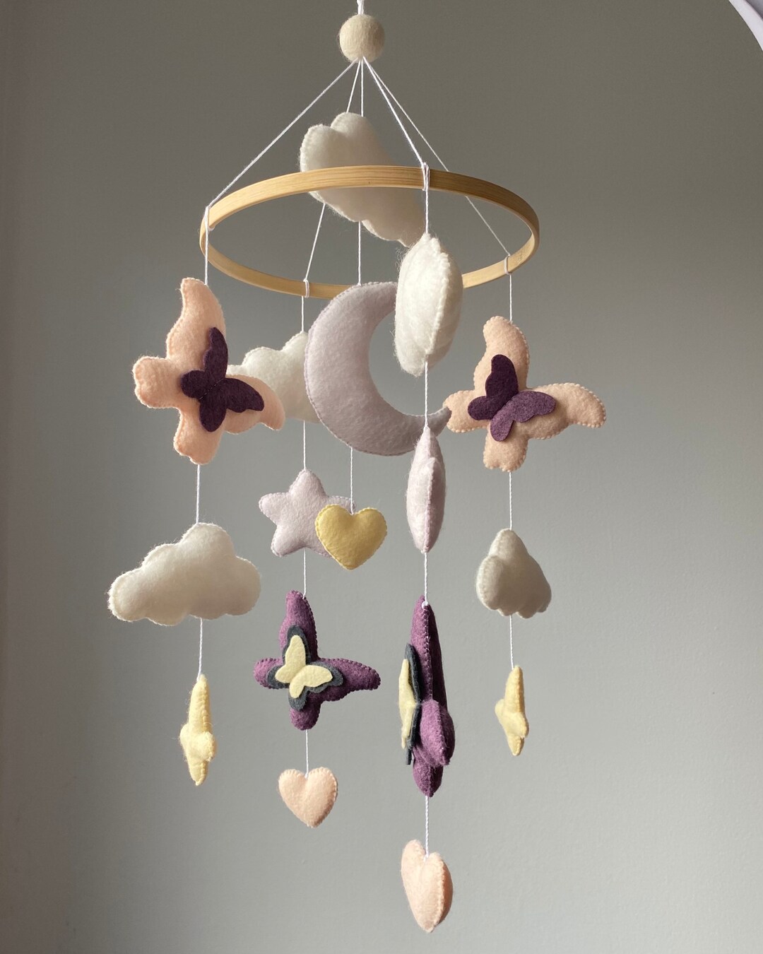 Butterfly Mobile/ Mobile Bebe/ Felt Baby Mobile Girl/ Cloud Mobile ...