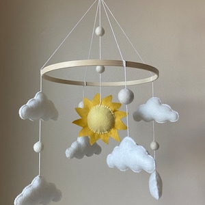 Sun Mobile, Sun Baby Mobile Girl, Sun Cloud Mobile/ Cot Mobile, Crib ...