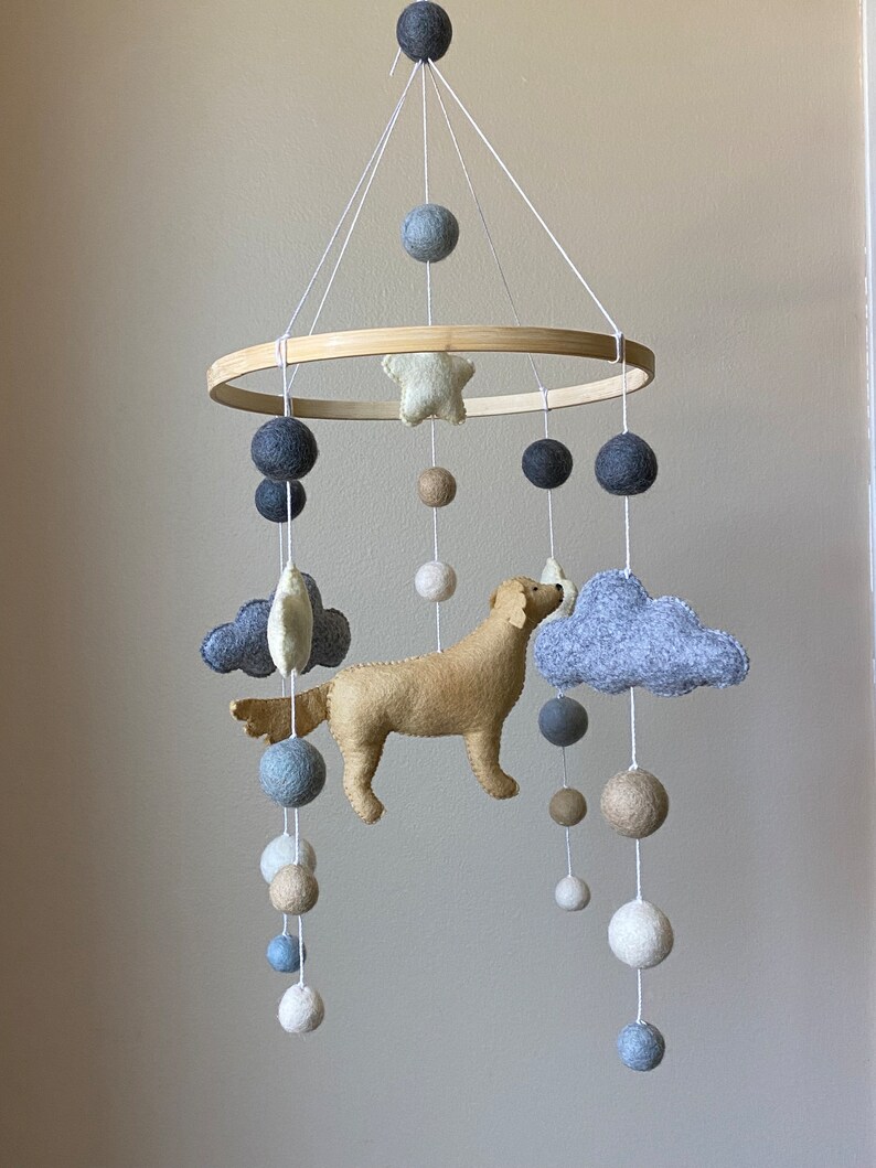 Dog Mobile for Nursery, Golden Retriever Dog Baby Mobile, Gender ...