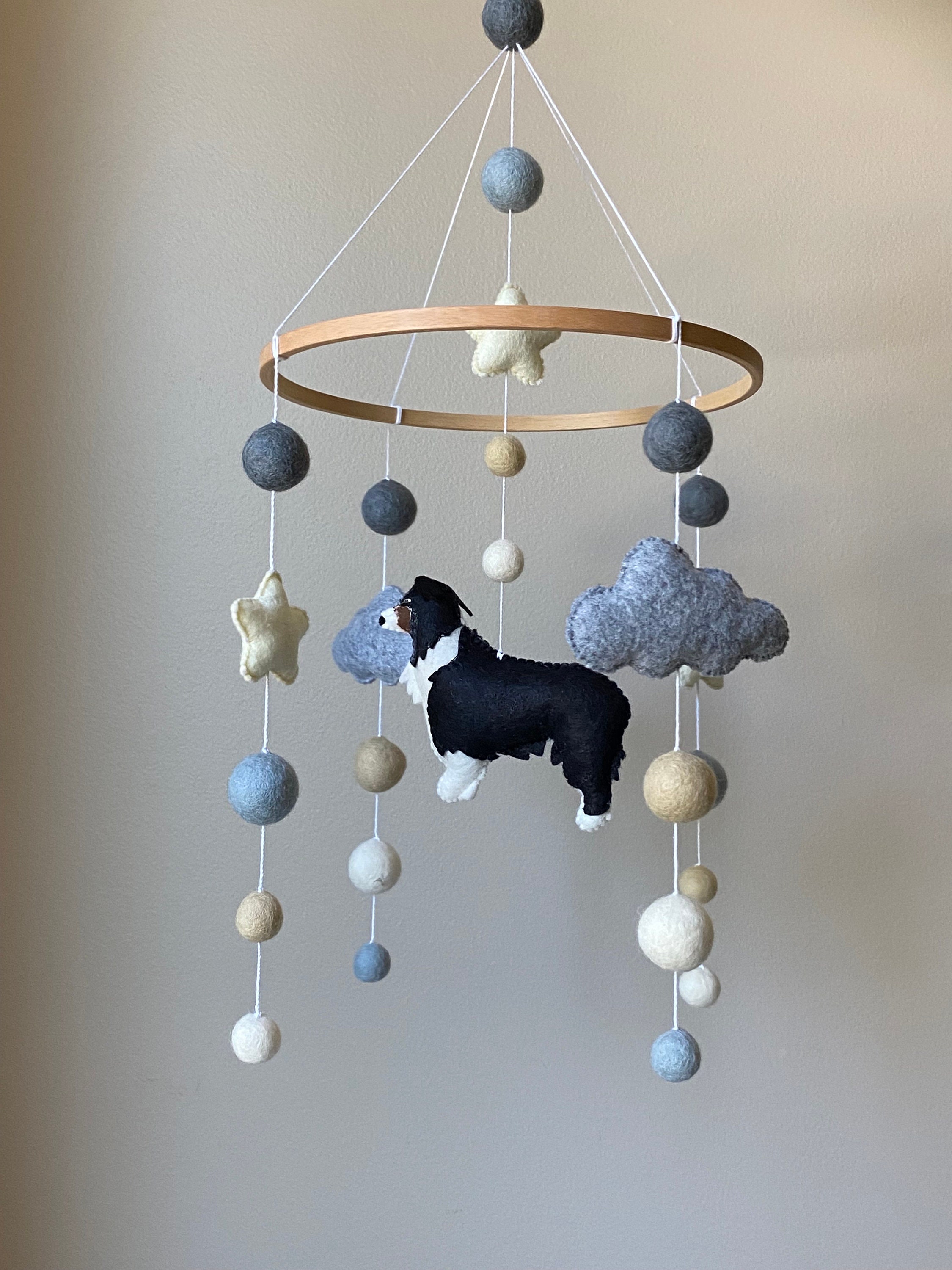 Dog Mobile for Nursery, Australian Shepherd Dog Baby Mobile, Gender ...