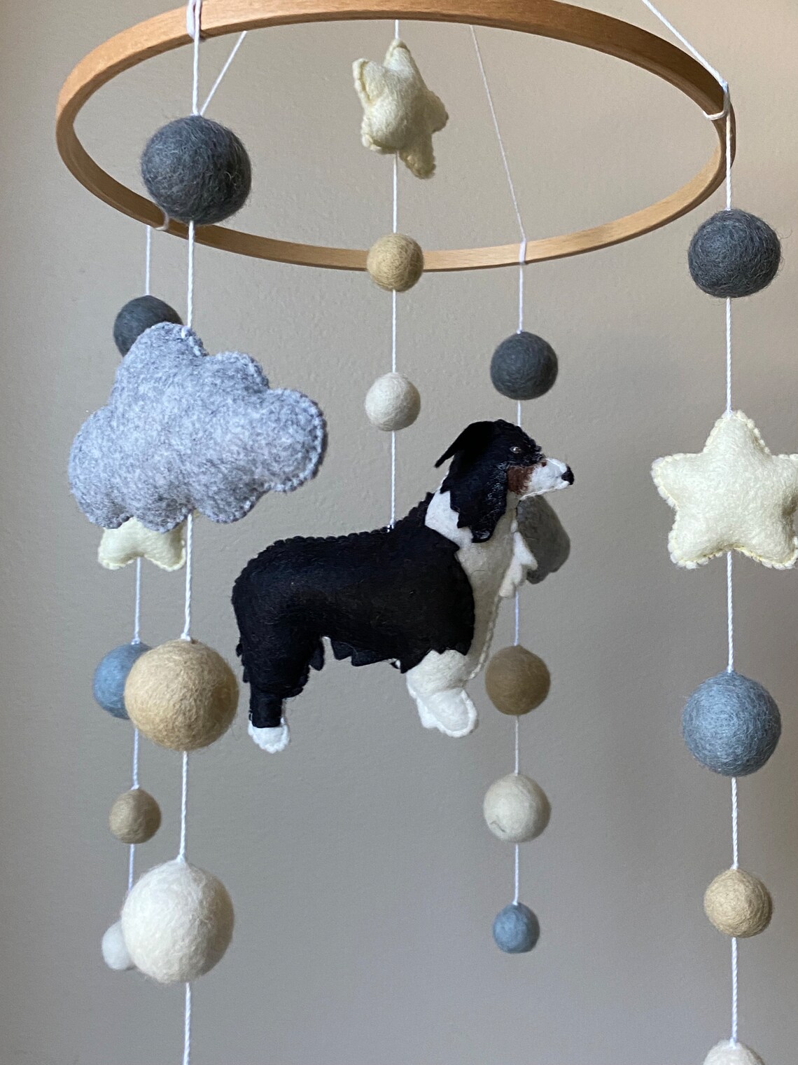 Dog Mobile for Nursery, Australian Shepherd Dog Baby Mobile, Gender ...
