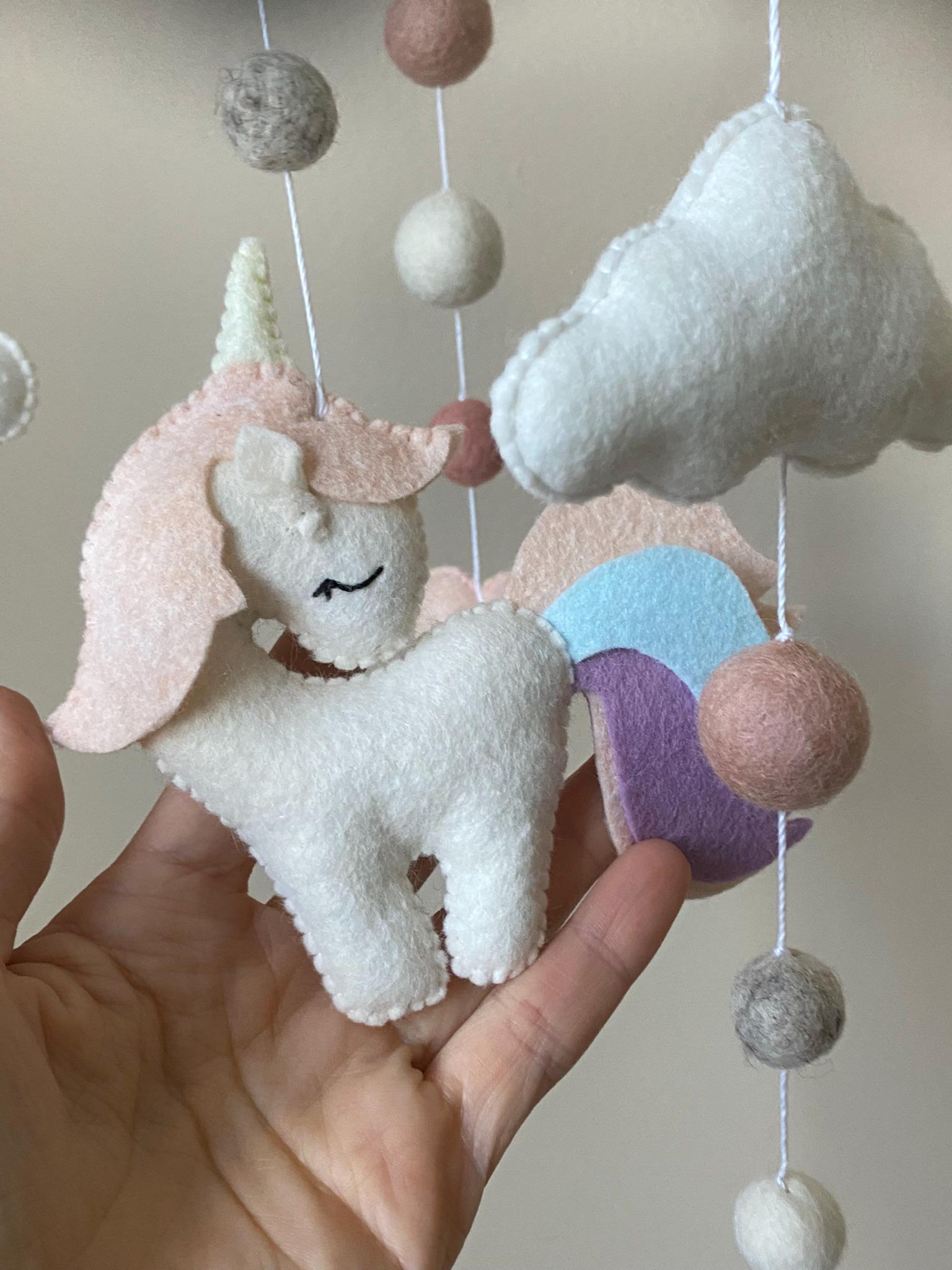 Unicorn Mobile Felt, Unicorn Baby Mobile for Neutral Nursery, Unicorn ...