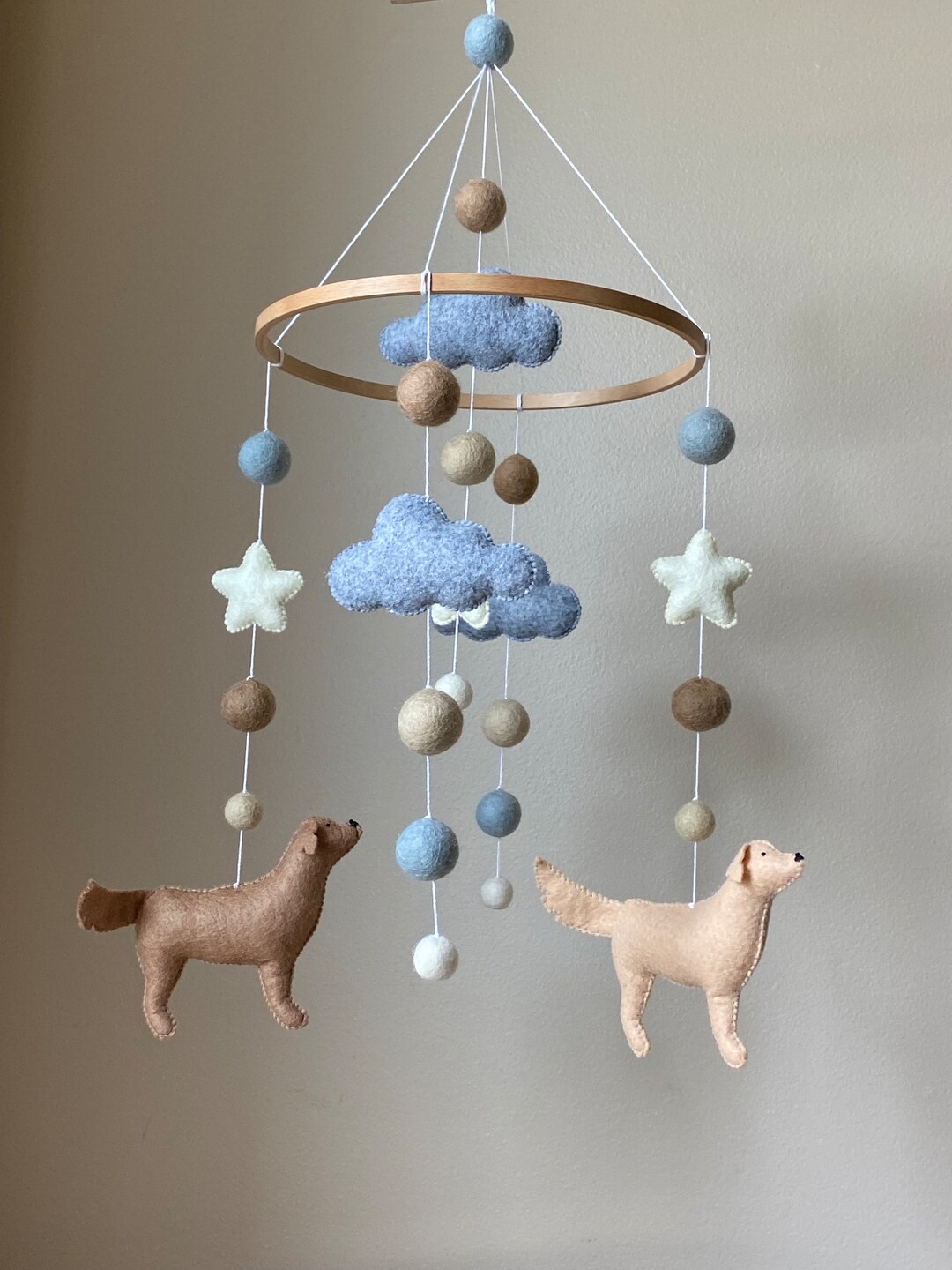 Dog Mobile for Nursery, Golden Retriever Dog Baby Mobile, Gender ...