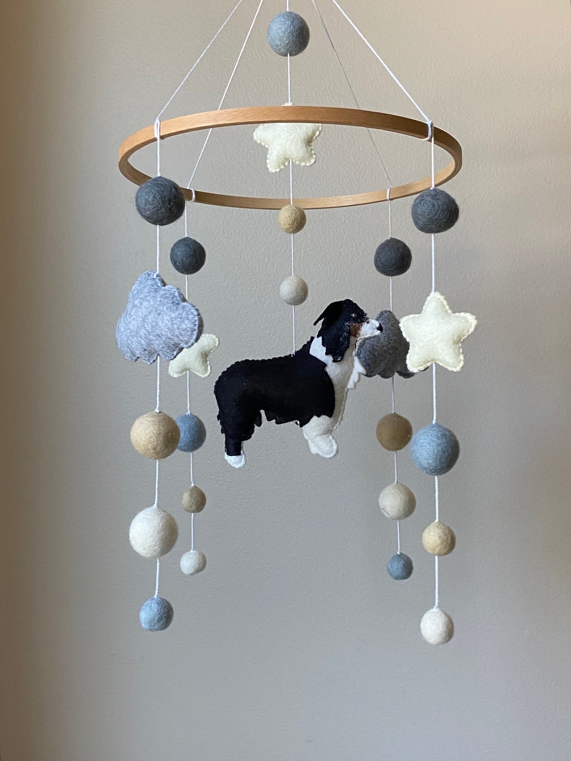 Dog Mobile for Nursery, Australian Shepherd Dog Baby Mobile, Gender ...
